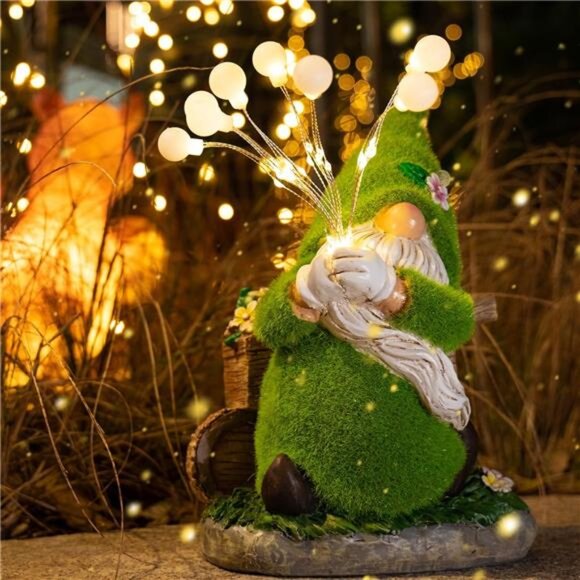Accents | Outdoor Garden Gnome Statues Decor Funny Solar Powered Fairy ...